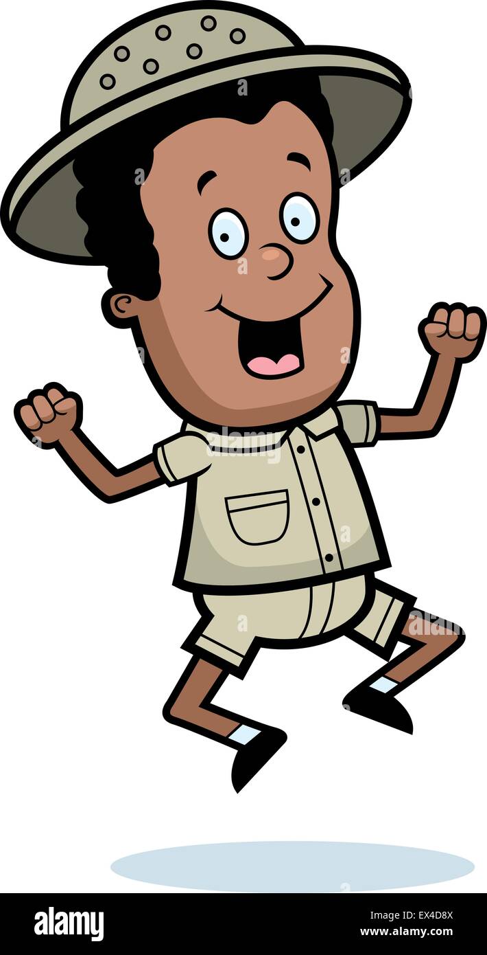 A happy cartoon child explorer jumping and smiling Stock Vector Image ...