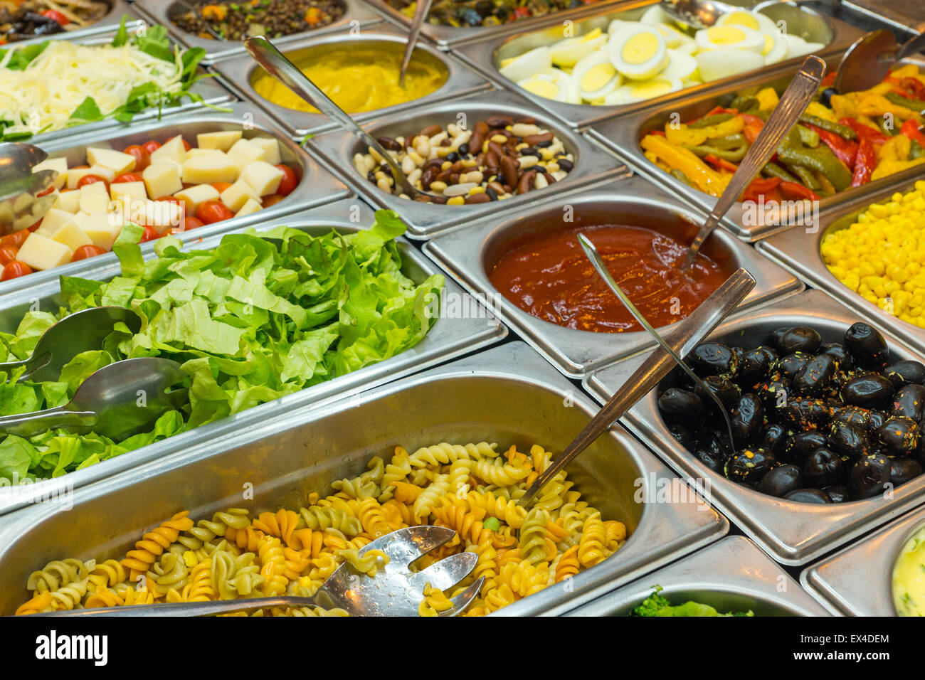 Vegetable salad bar buffet restaurant hi-res stock photography and ...