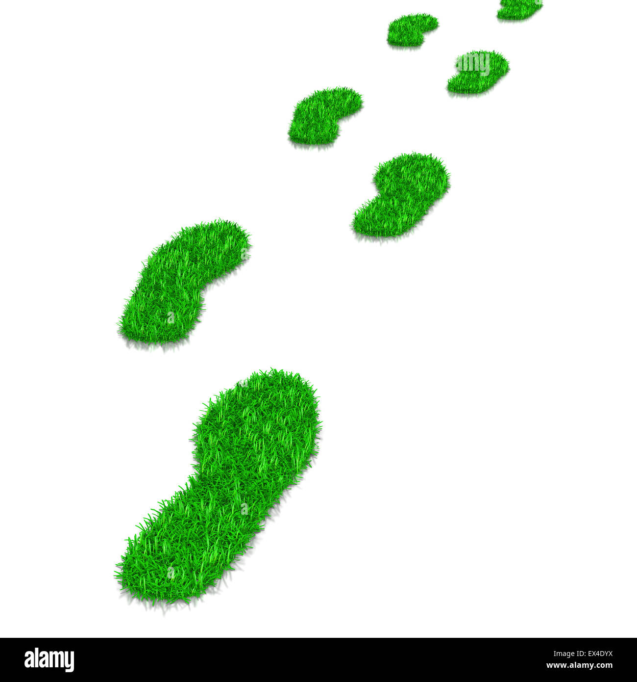Green Grass Footsteps Path 3D Illustration on White Background Stock ...