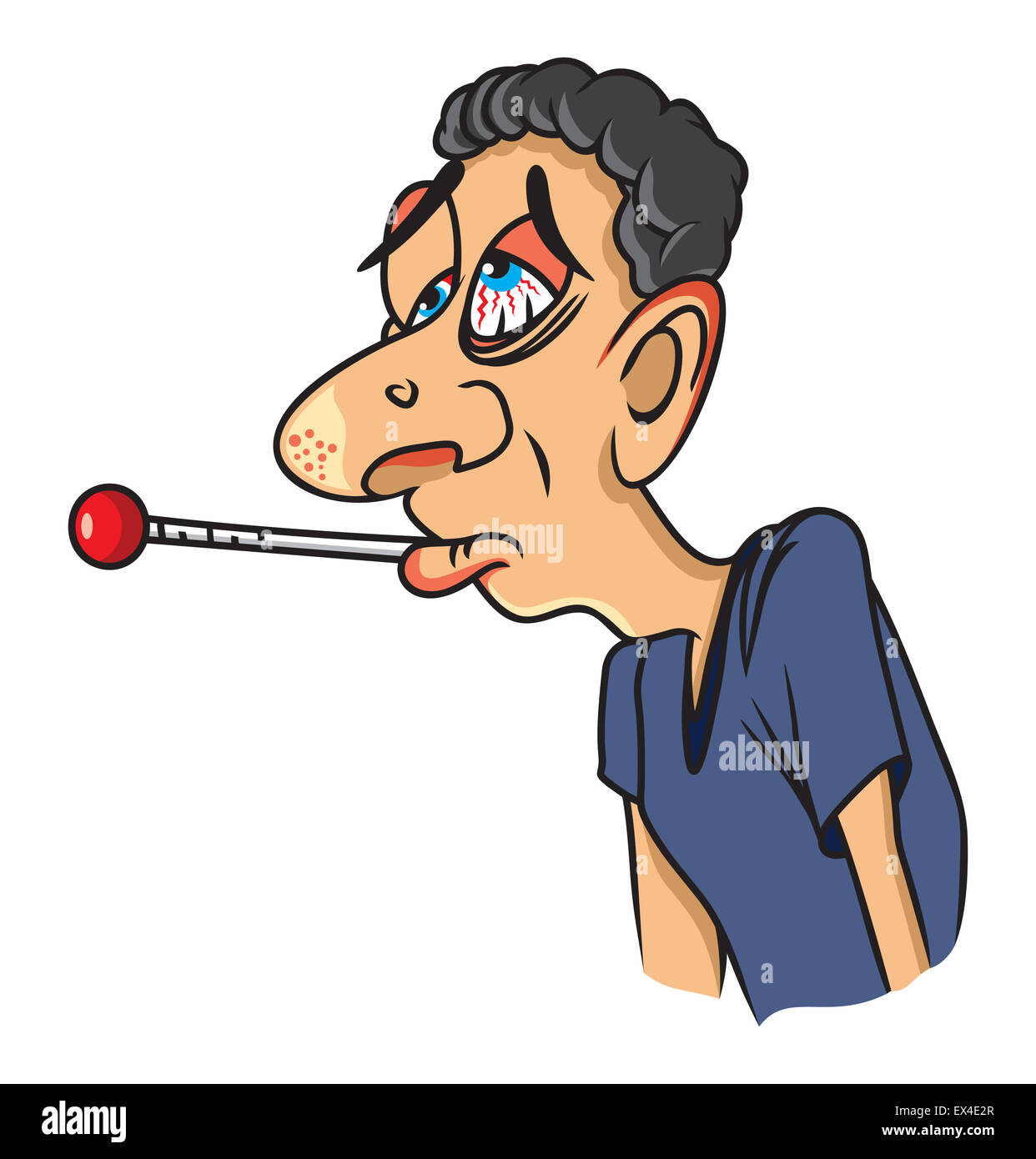 Vector illustrations of the sick man Stock Photo - Alamy