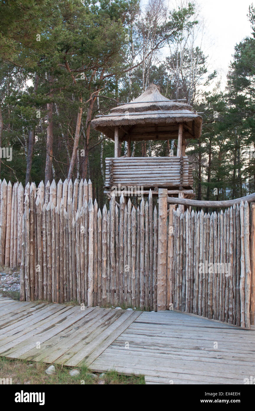 Wooden observation tower in the forest. Spring season. National Park ...