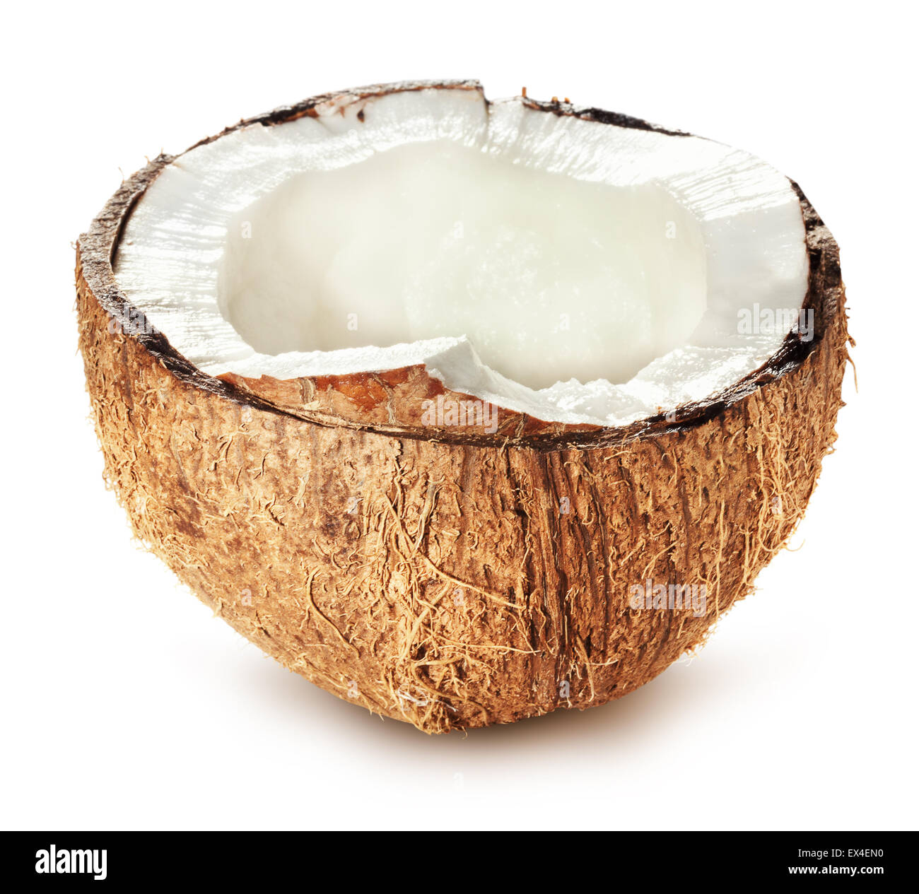 half of coconut isolated on white background Stock Photo - Alamy
