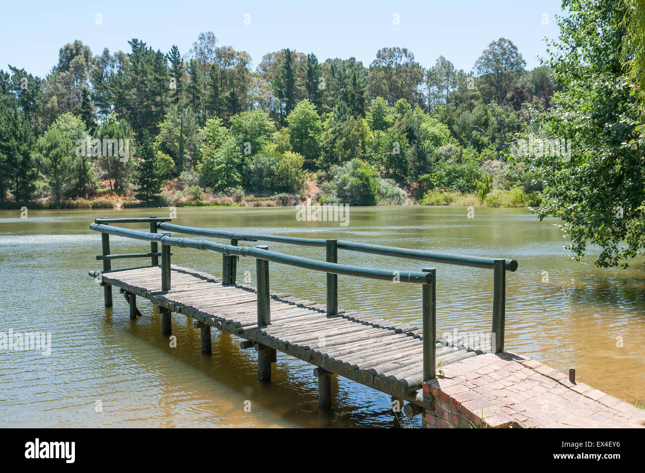 Dam with jetty near Somerset West in the Western Cape Province of South ...