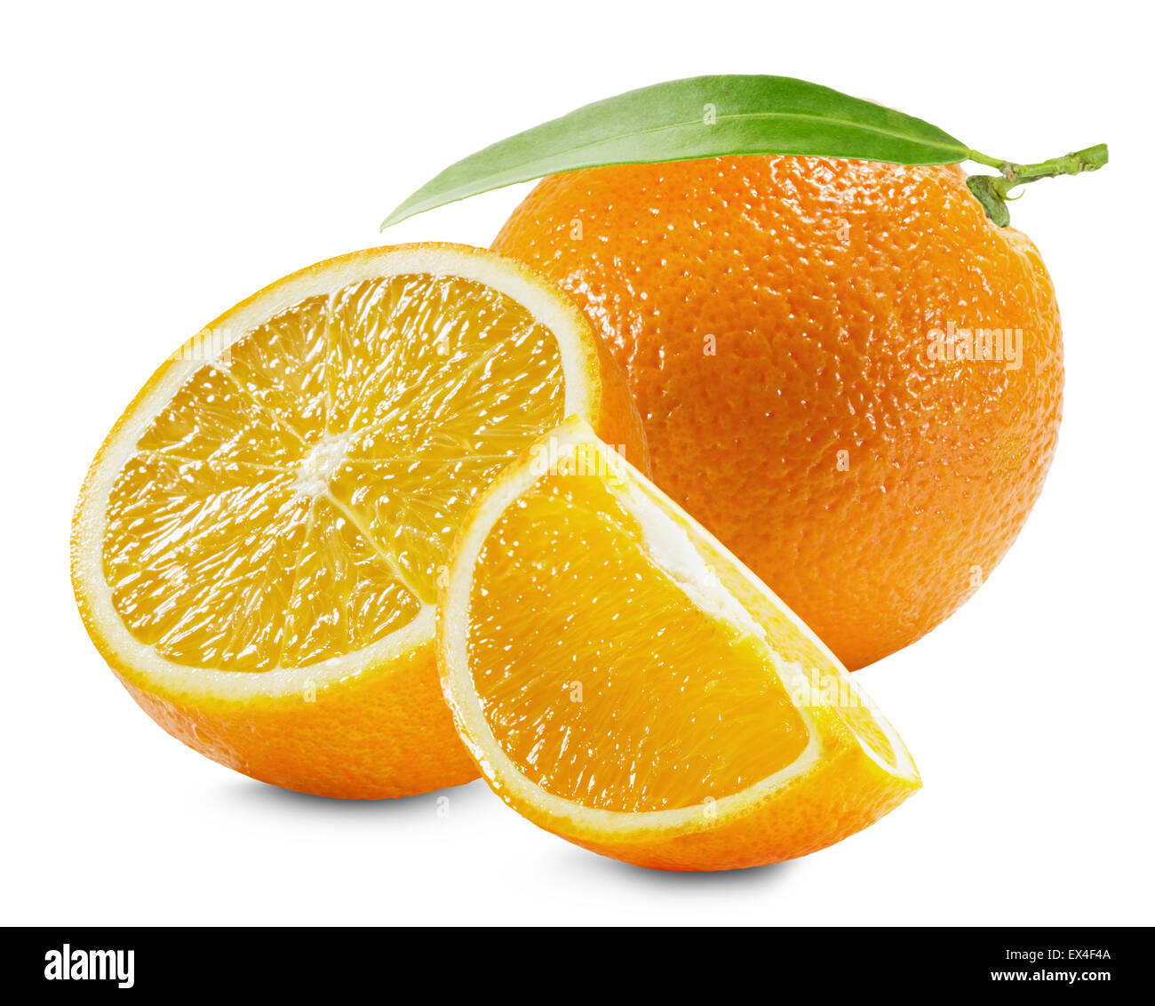 orange with slices isolated on the white background Stock Photo - Alamy