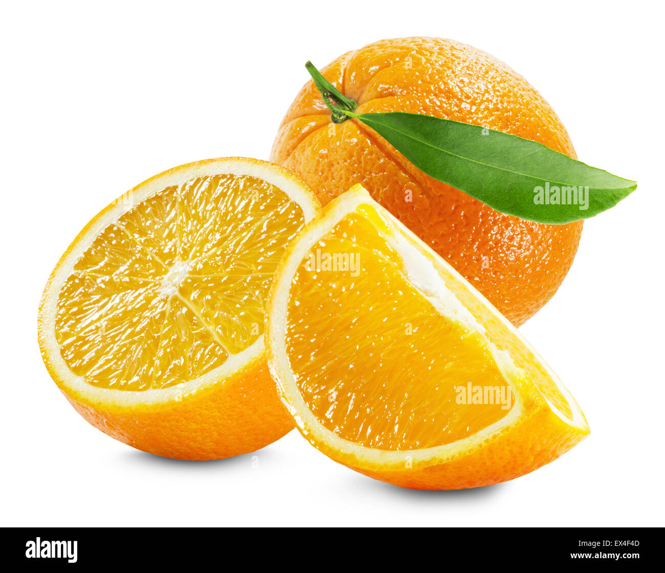 orange with slices isolated on the white background Stock Photo - Alamy