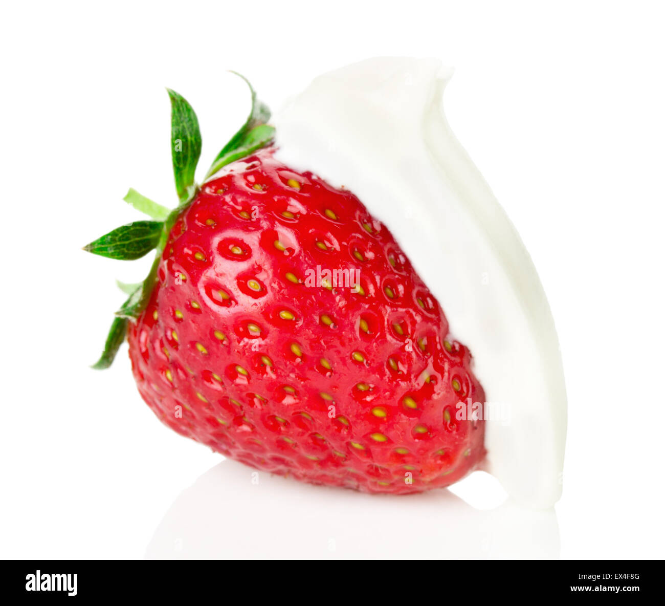 strawberries with cream on the white background Stock Photo - Alamy