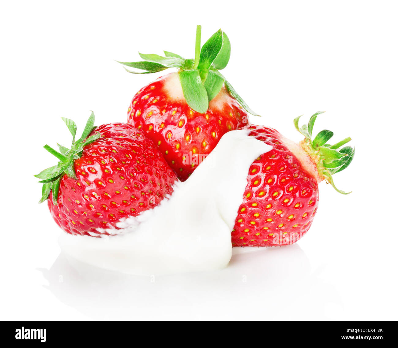 fresh strawberry with cream isolated on white background Stock Photo ...