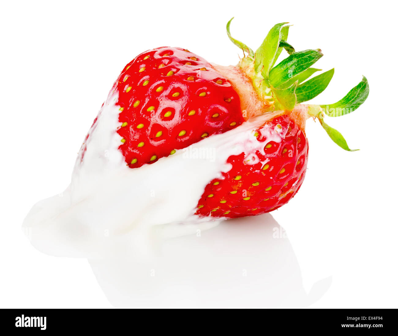 strawberry with cream on the white background Stock Photo - Alamy