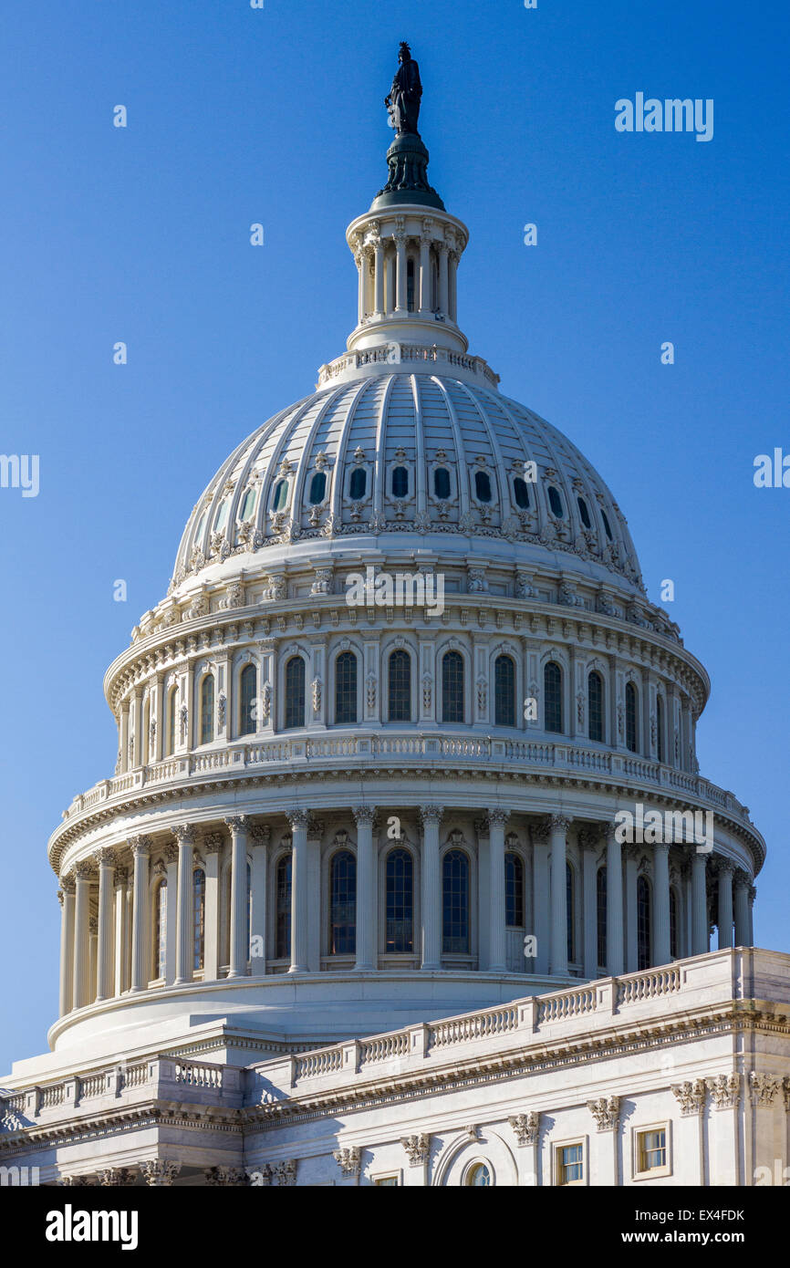 The dome of the U.S. Capitol building on a sunny day in Washington D.C ...