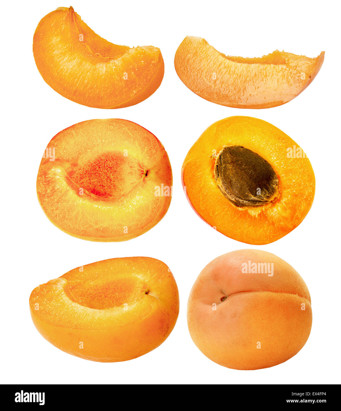 set of ripe apricots isolated on the white background Stock Photo - Alamy