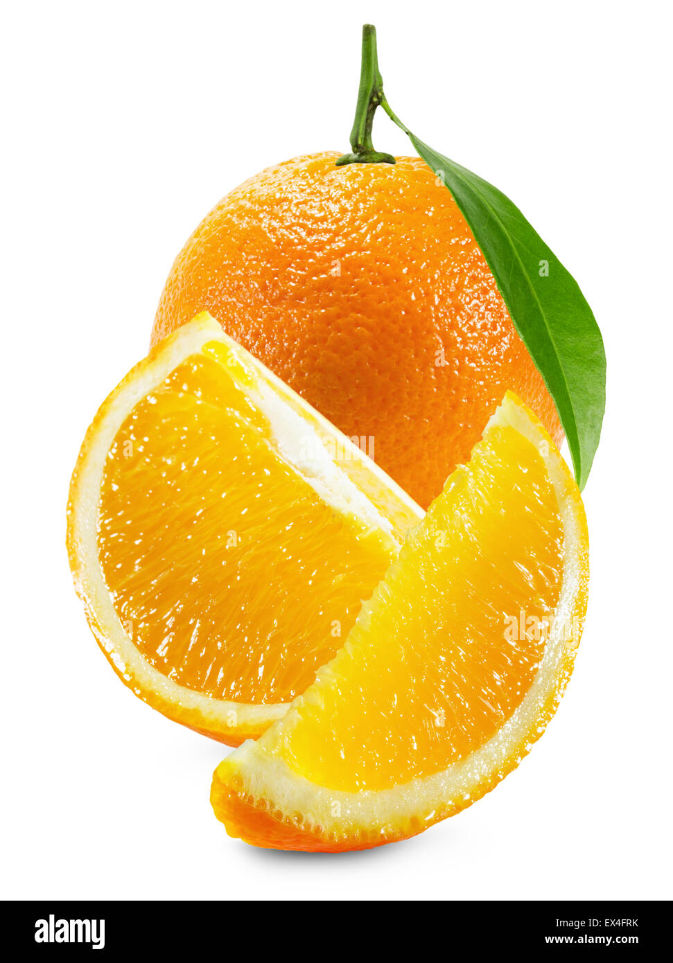 orange with slices isolated on the white background Stock Photo - Alamy