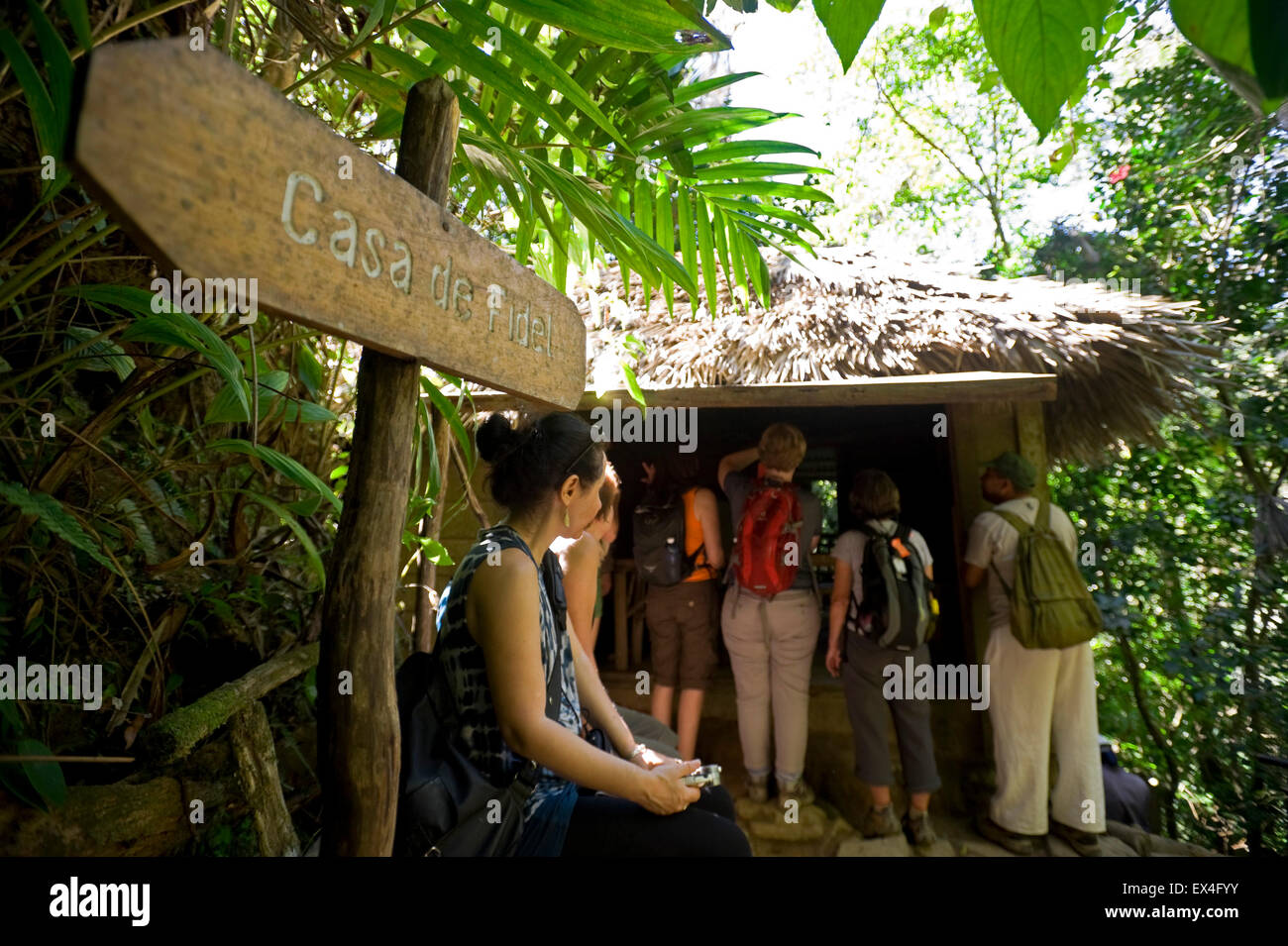 Horizontal view of a tour group at Fidel's HQ during the Cuban ...