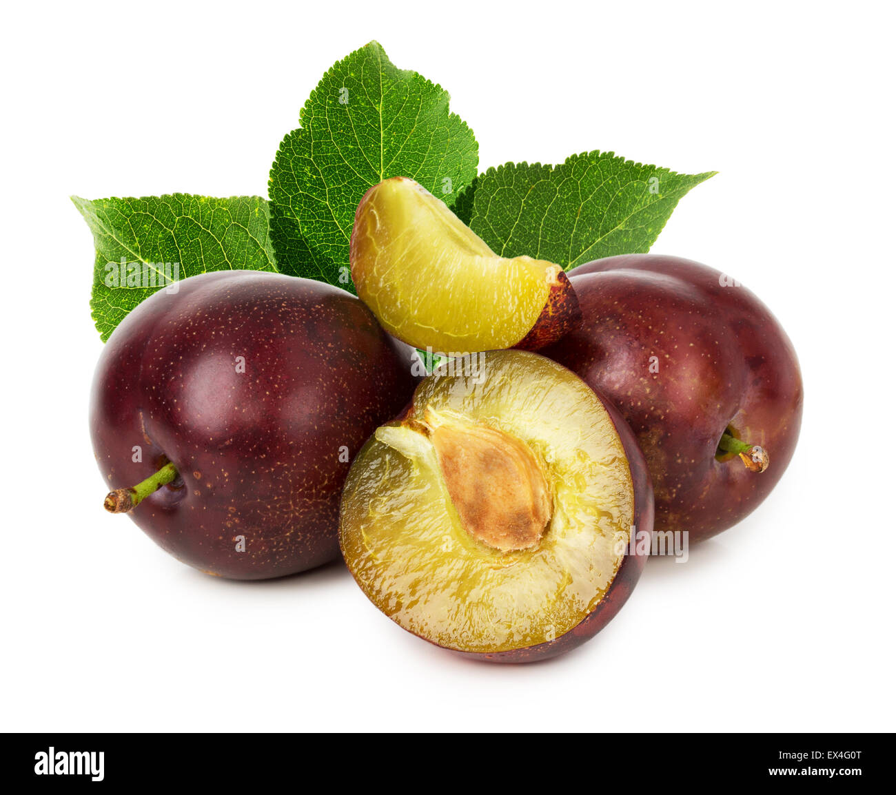 juicy plums isolated on the white background Stock Photo - Alamy