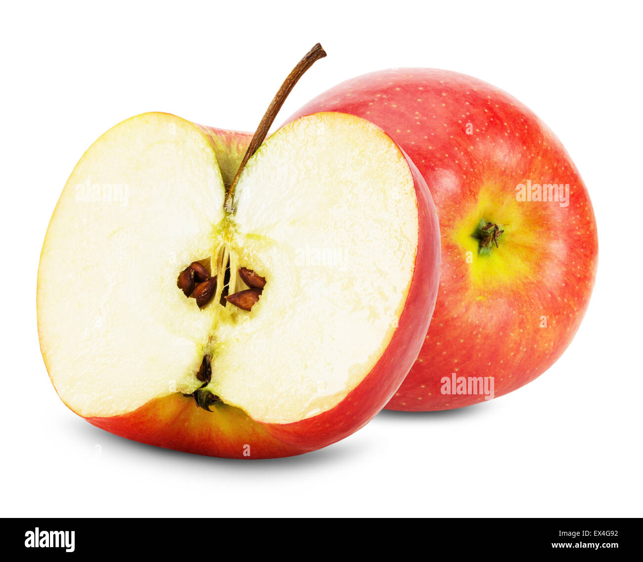 red apple and half of apple isolated on the white background Stock ...