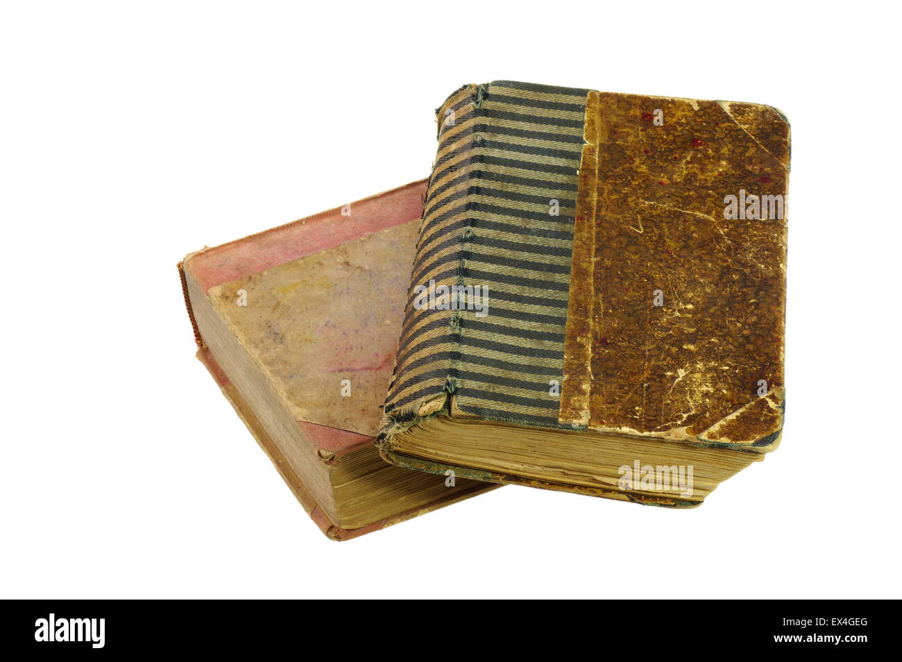 Old books. Nearly a century old books, hand bound by a bookbinder. On ...