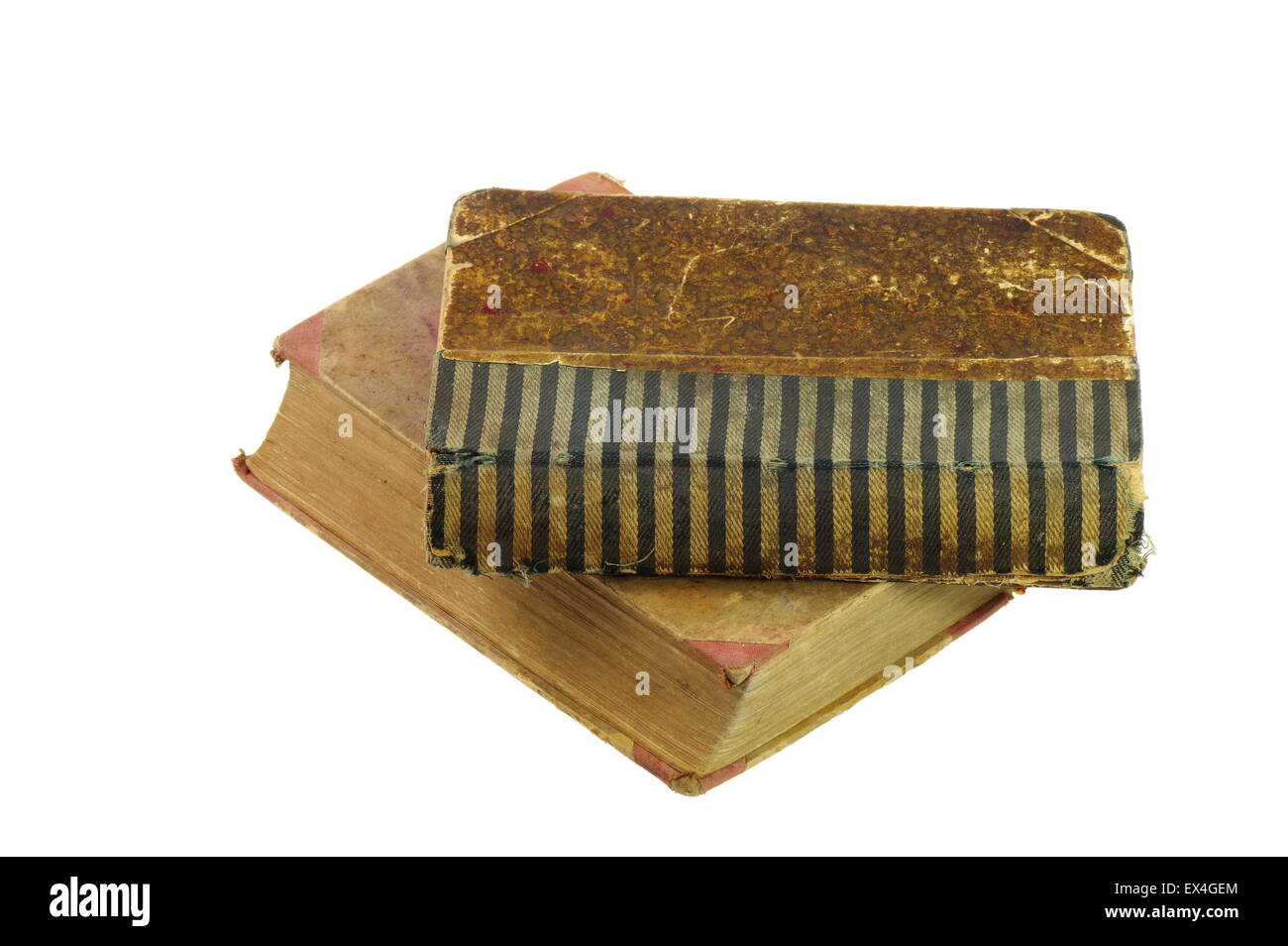 Old books. Nearly a century old books, hand bound by a bookbinder. On ...