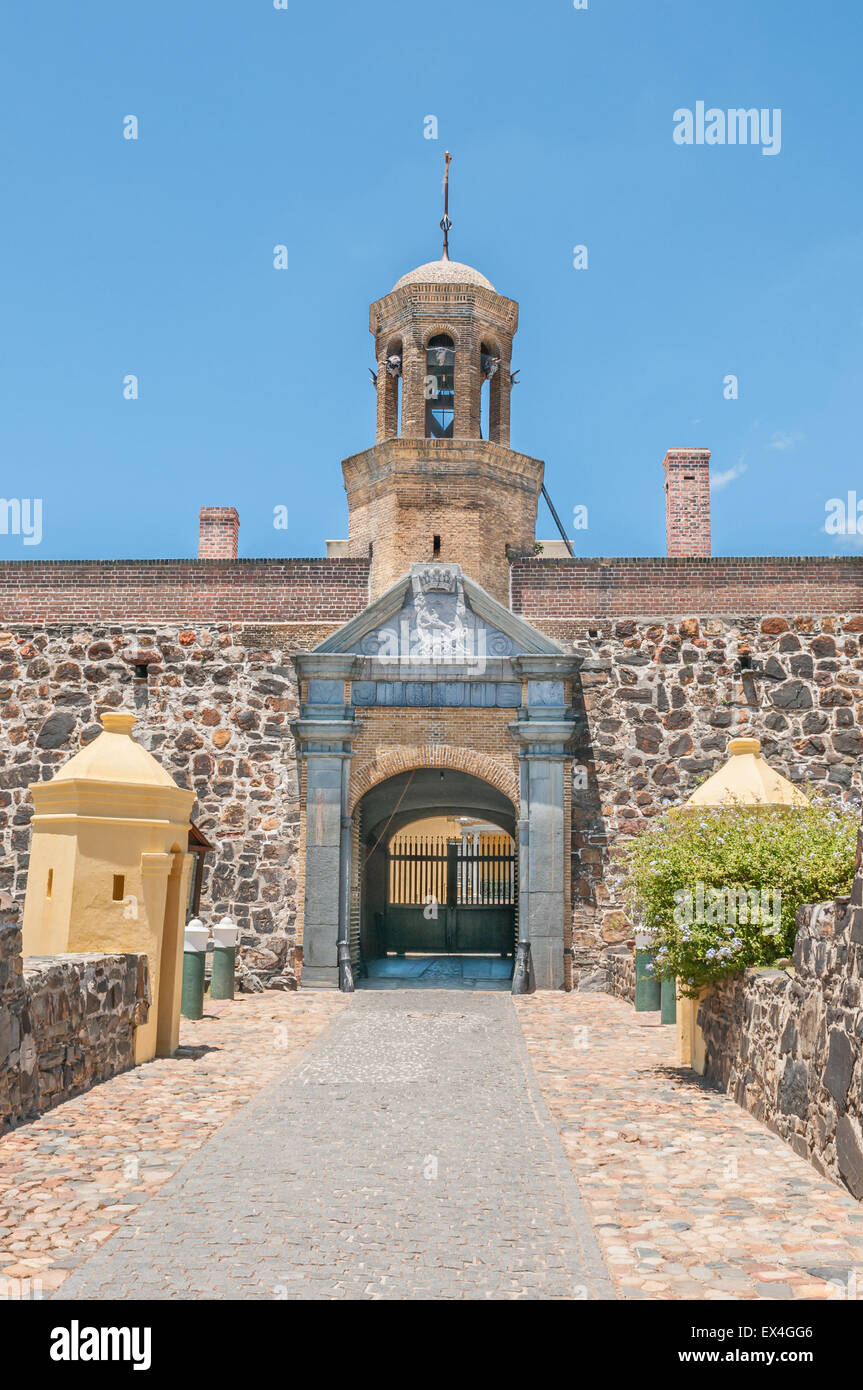 The main entrance to the Castle of Good Hope with the bell tower which ...