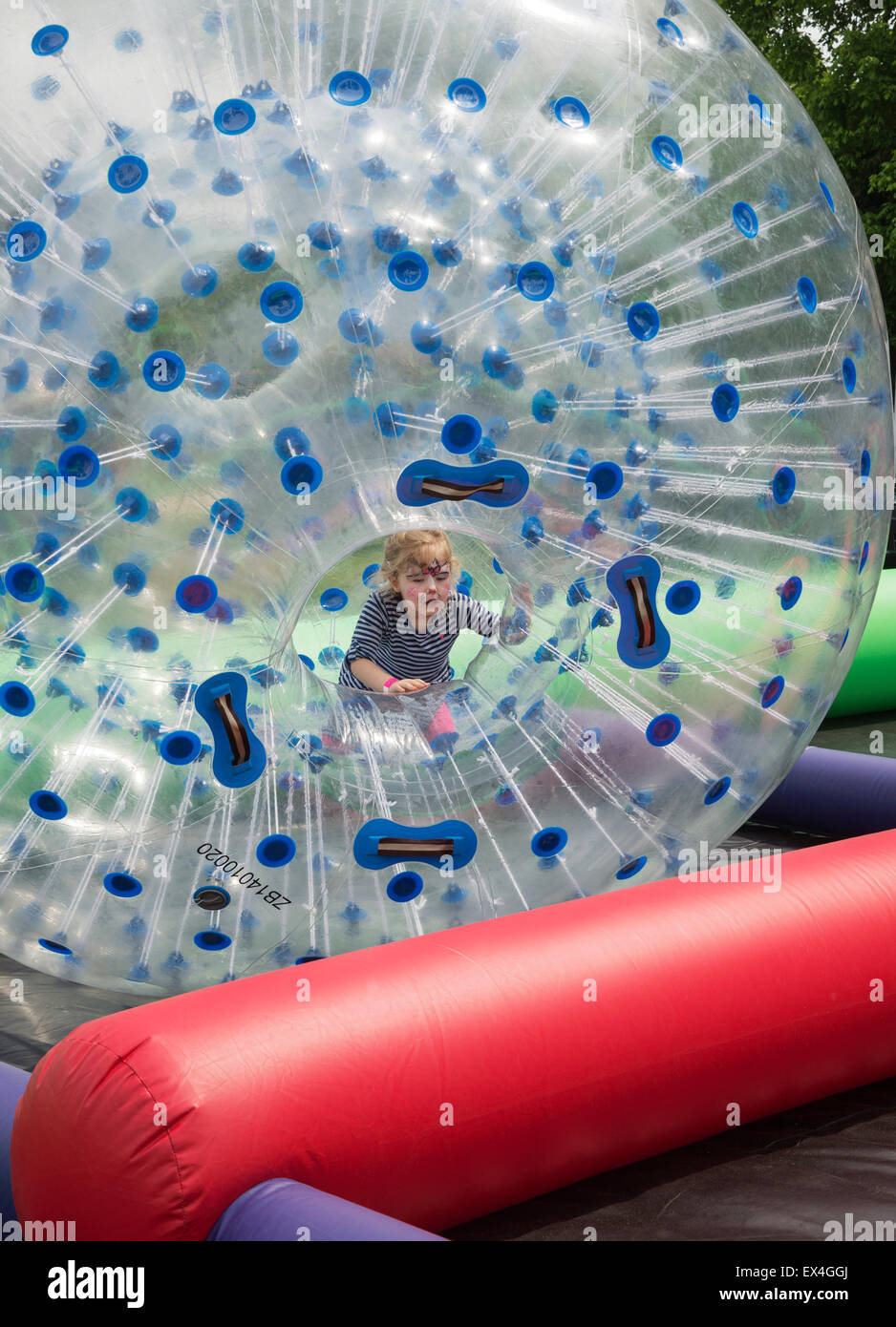 Inflatable zorb ball in use at the Pioneer Festival in High Springs ...