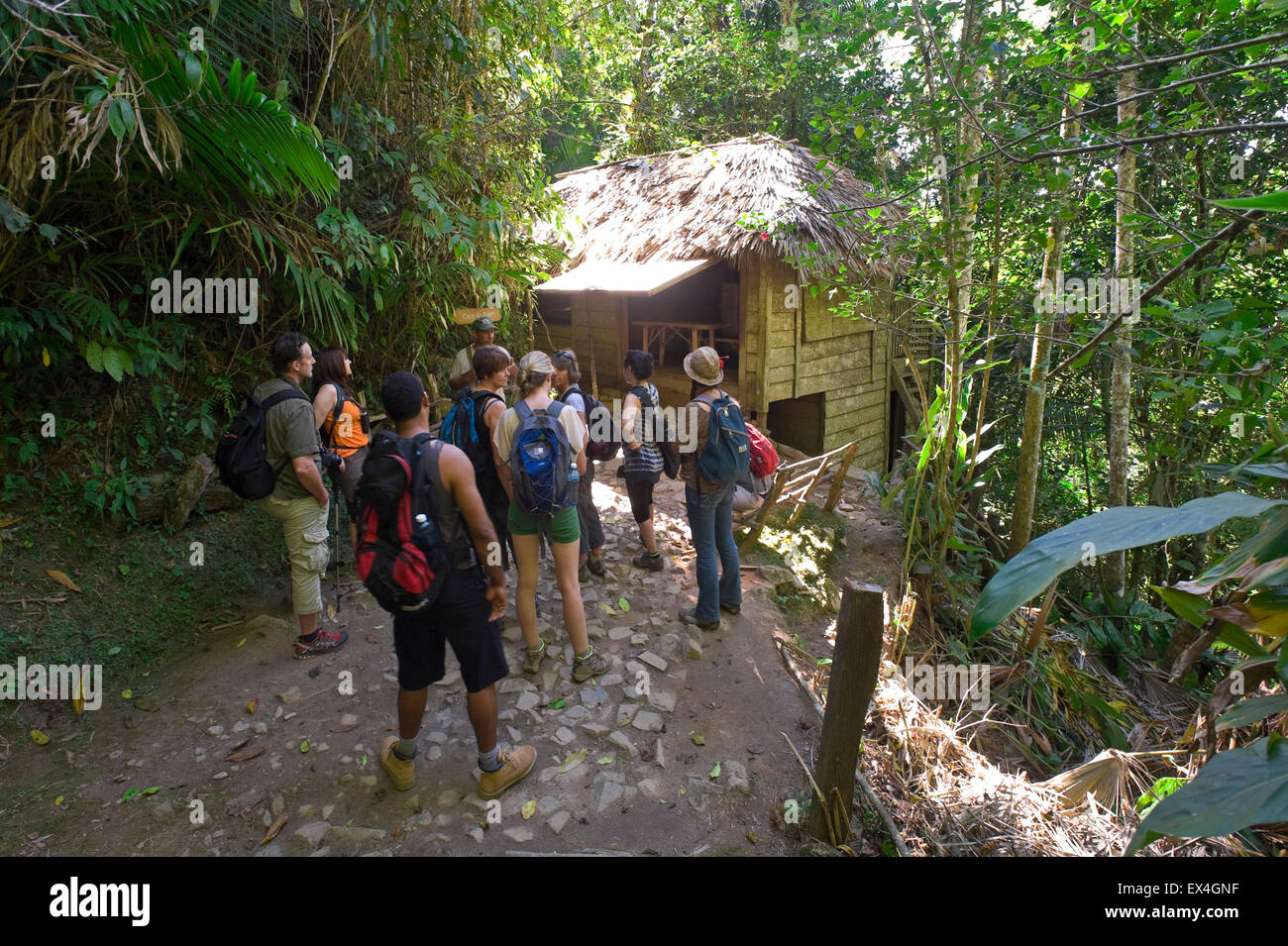 Horizontal view of a tour group at Fidel's HQ during the Cuban ...