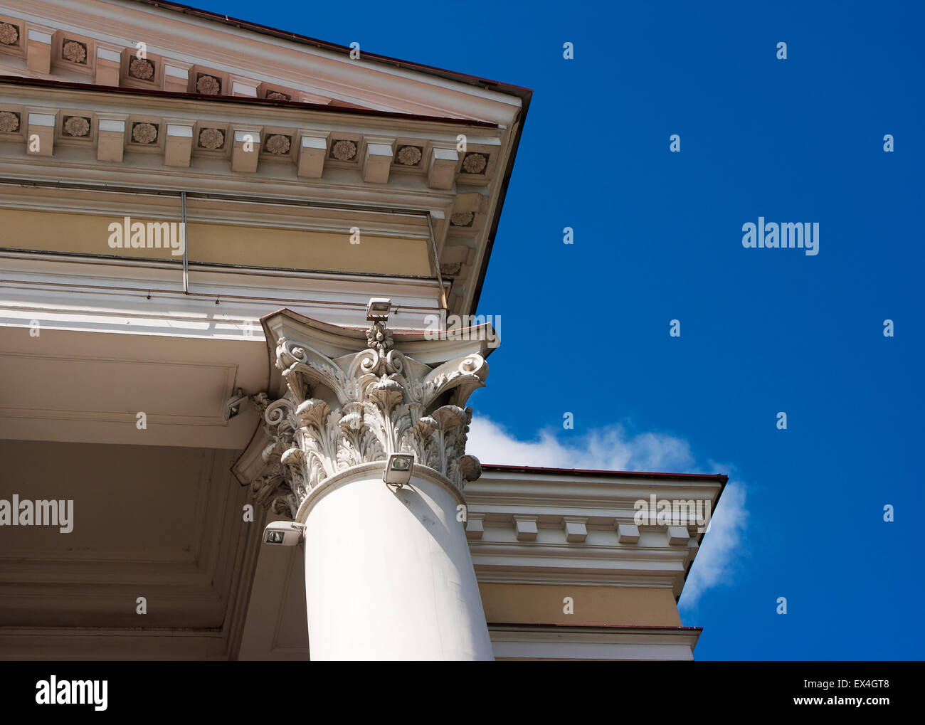 white column and a fragment of the roof of the old building. bottom ...