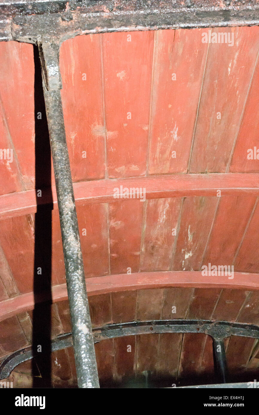 Interior view of the wooden roof of an old steam traction engine Stock ...