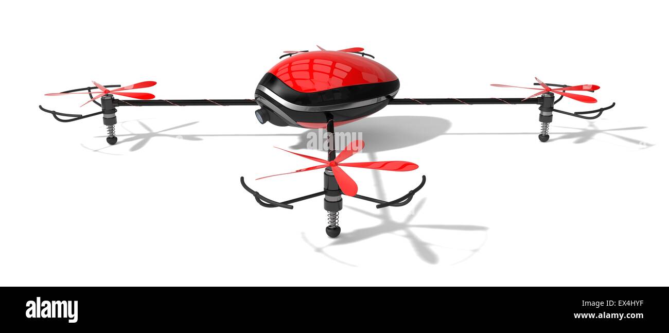 the red drone. (quadcopter.front-right view Stock Photo - Alamy