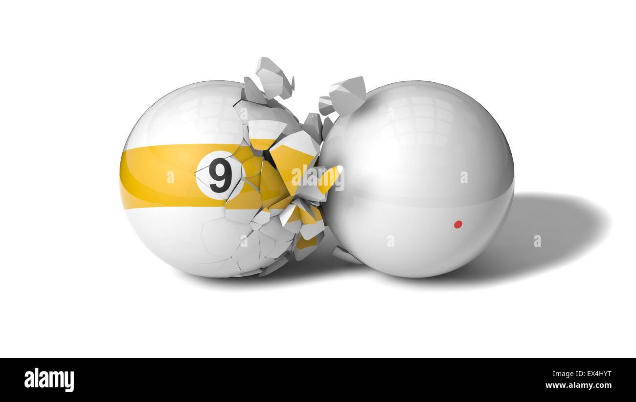 breaking billiard ball (ninth ball Stock Photo - Alamy
