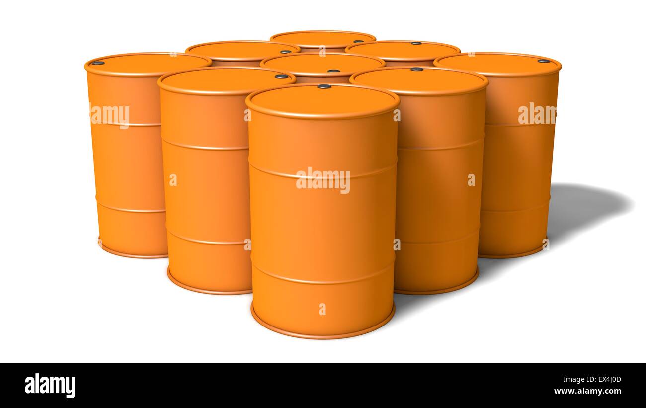 orange barrels group Stock Photo - Alamy