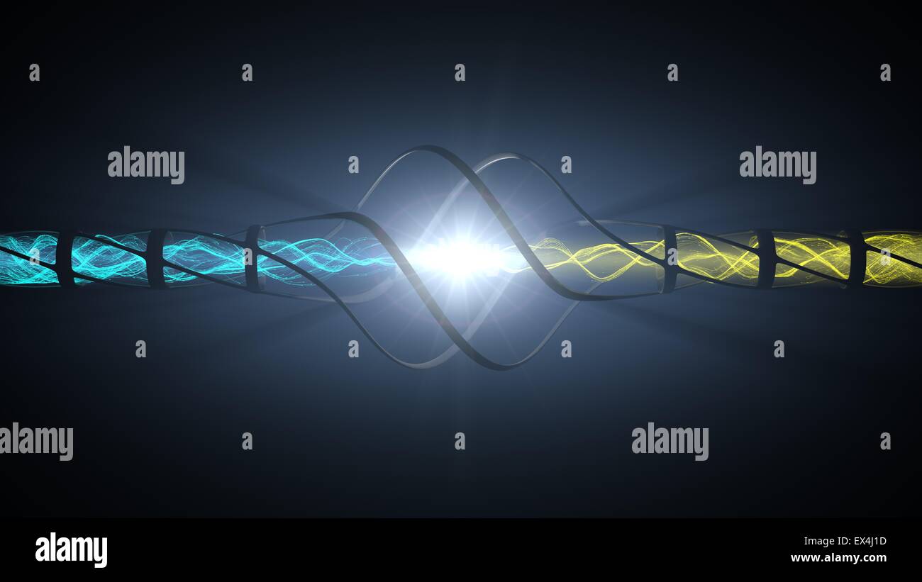 powerful energy reaction in reactor core.(electron collider machine ...