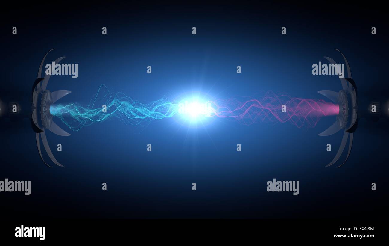powerful energy reaction in reactor core.(electron collider machine ...