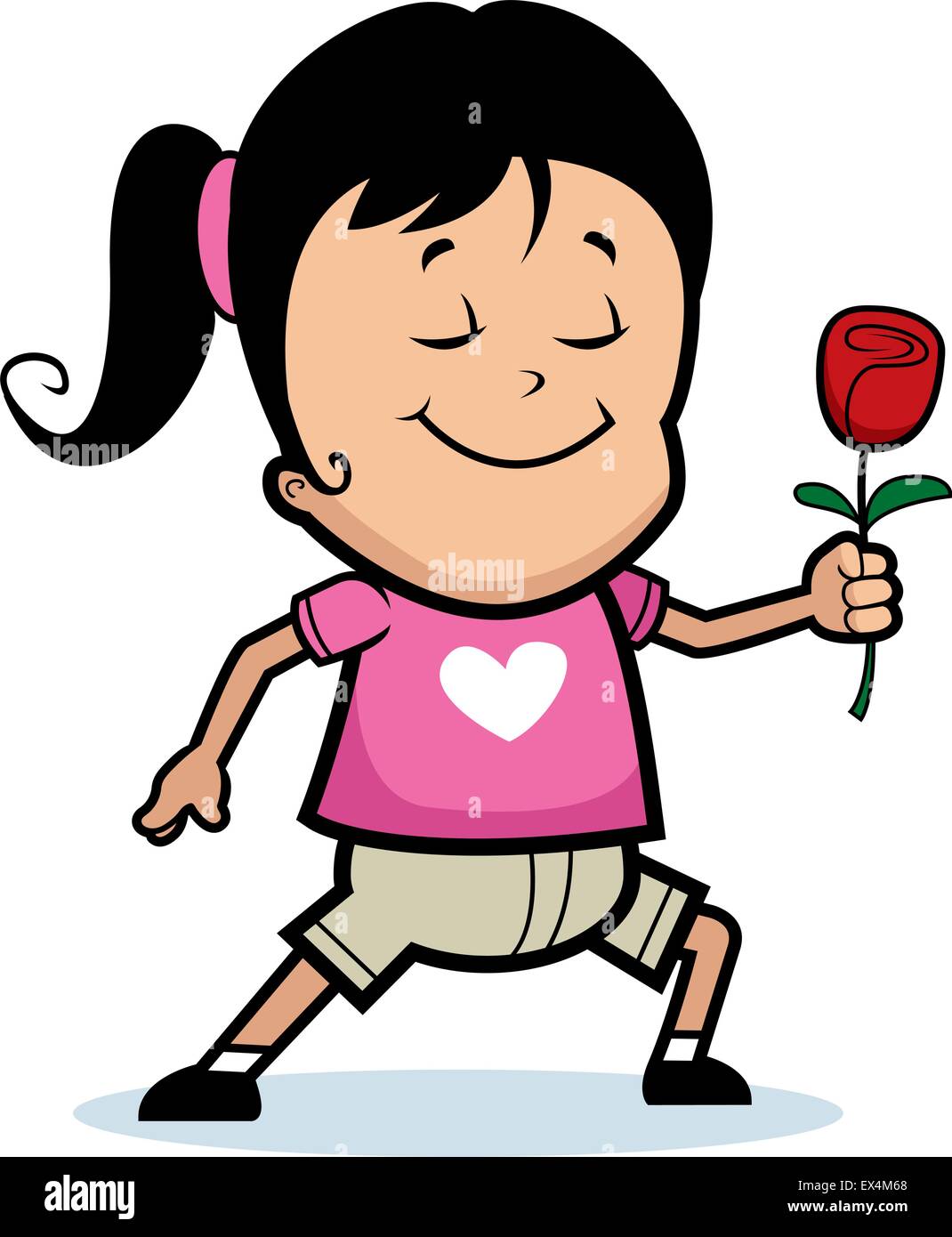 A happy cartoon child with a flower Stock Vector Image & Art - Alamy