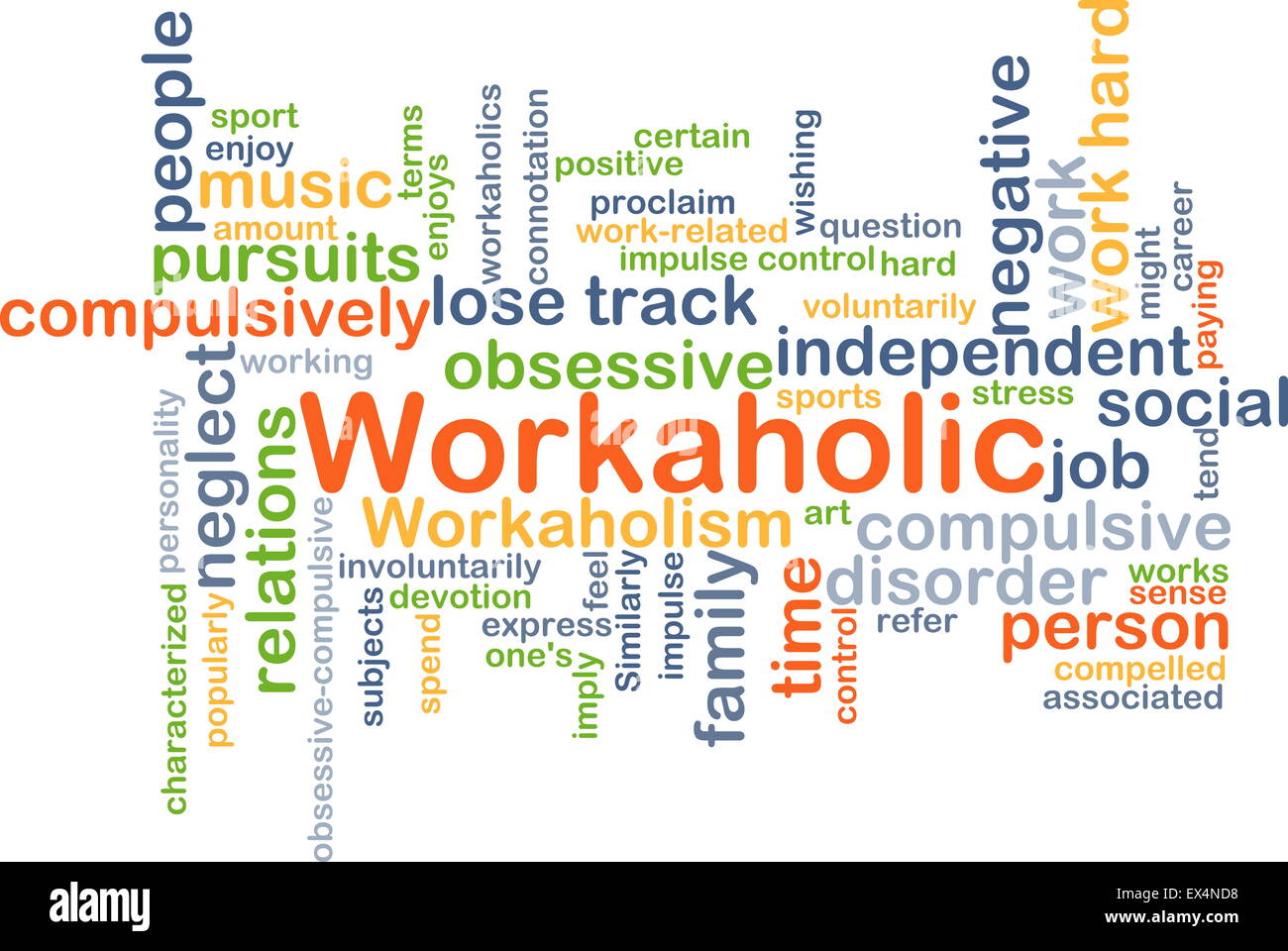 Background concept wordcloud illustration of workaholic Stock Photo - Alamy