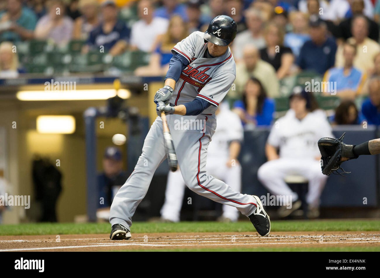 Milwaukee, WI, USA. 7th July, 2015. Atlanta Braves left fielder Kelly ...