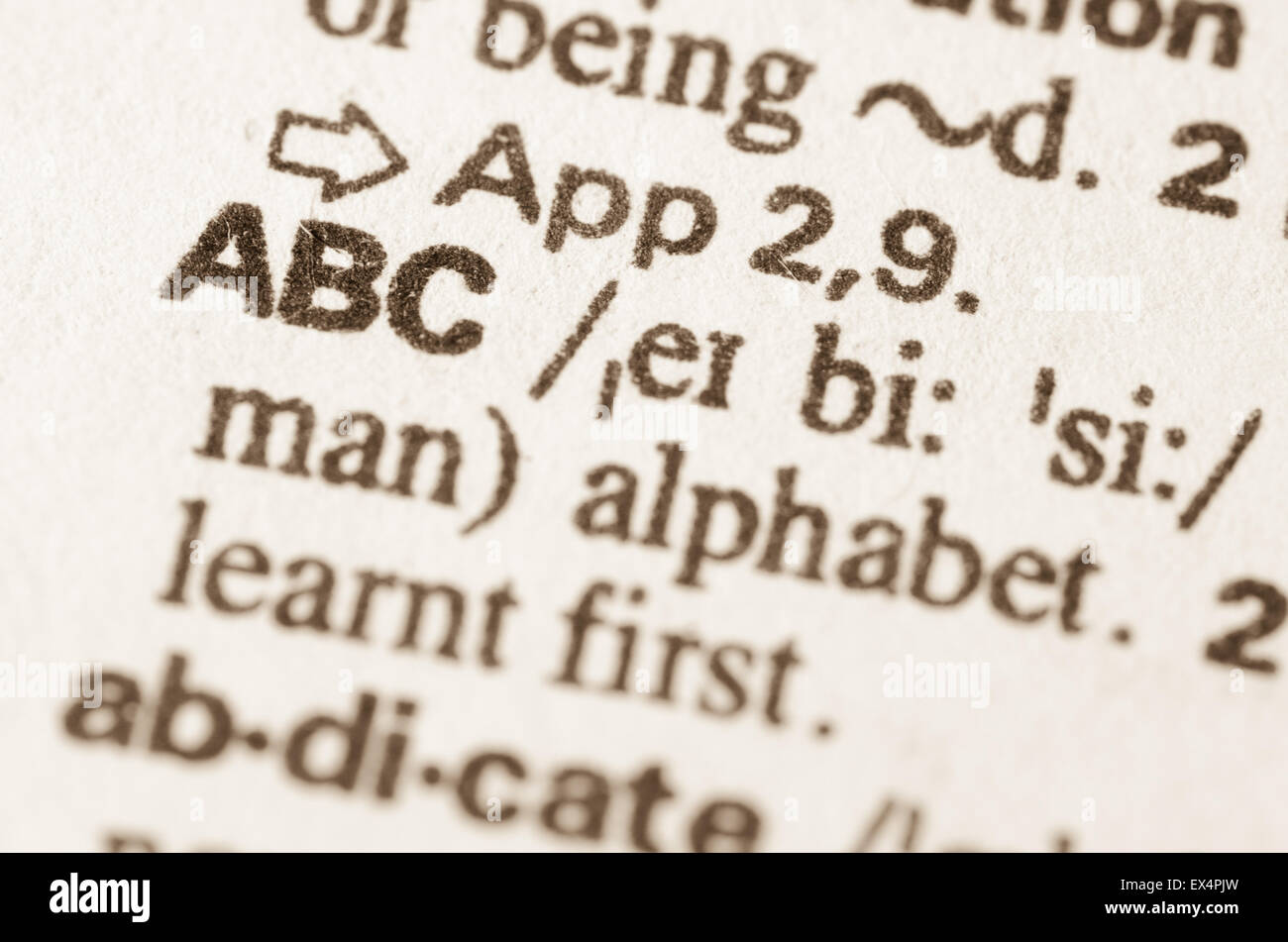 Definition of word ABC in dictionary Stock Photo - Alamy