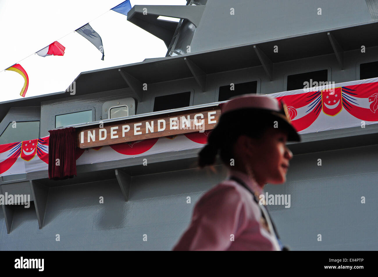 Singapore. 3rd July, 2015. A member of Singapore Navy passes by ...