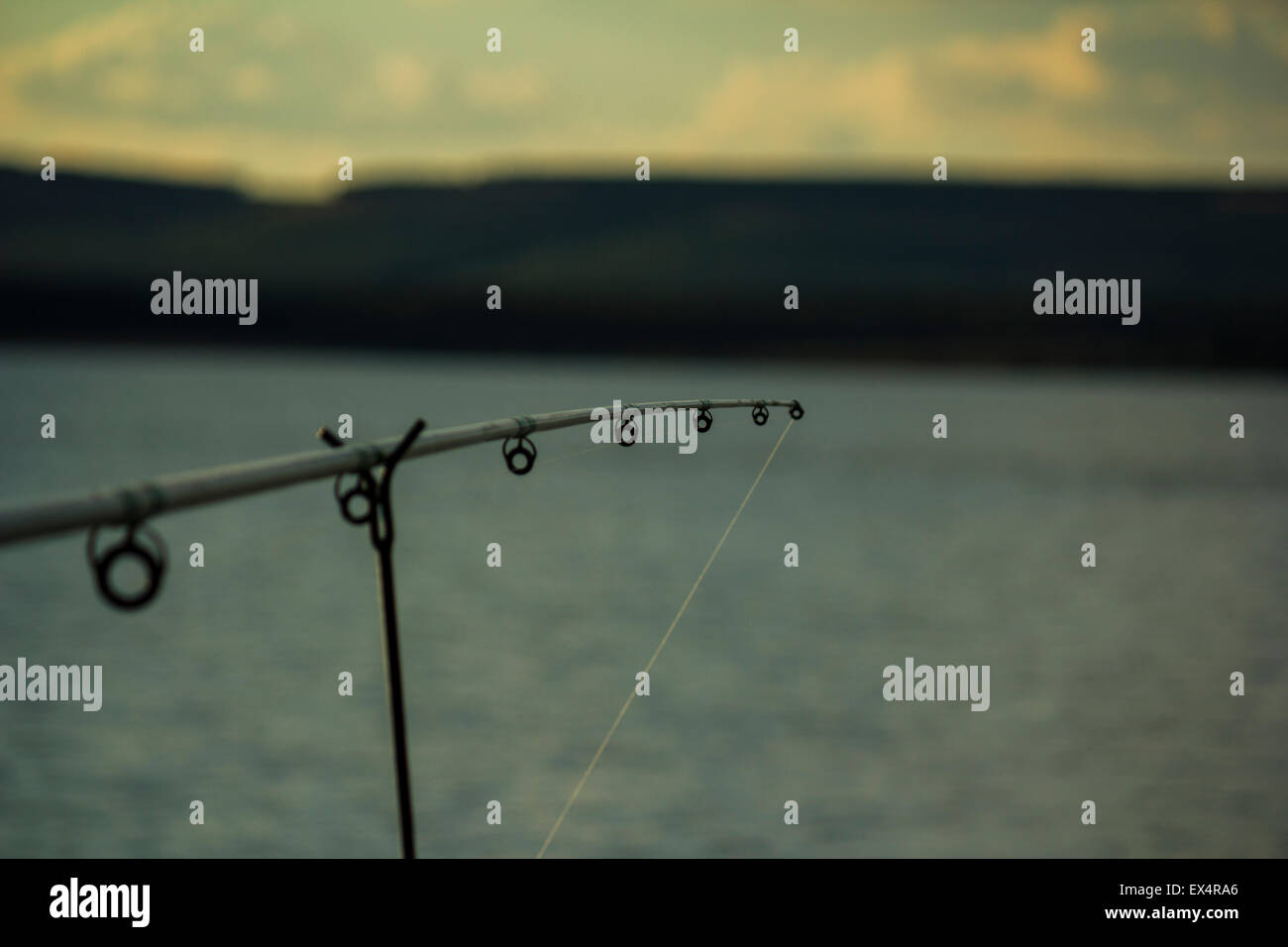 Fishing rod by water Stock Photo - Alamy