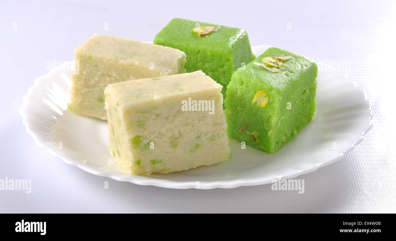 Loki Barfi and Coconut Barfi Stock Photo - Alamy
