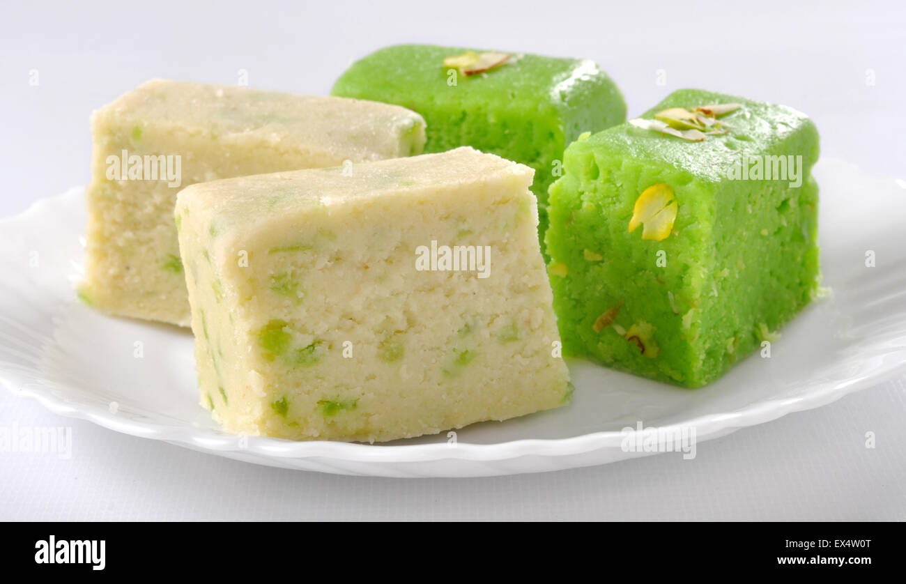 Loki Barfi and Coconut Barfi Stock Photo - Alamy