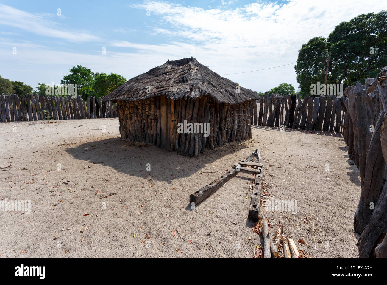 Traditional african village with housed and wooden fence in Namibia ...