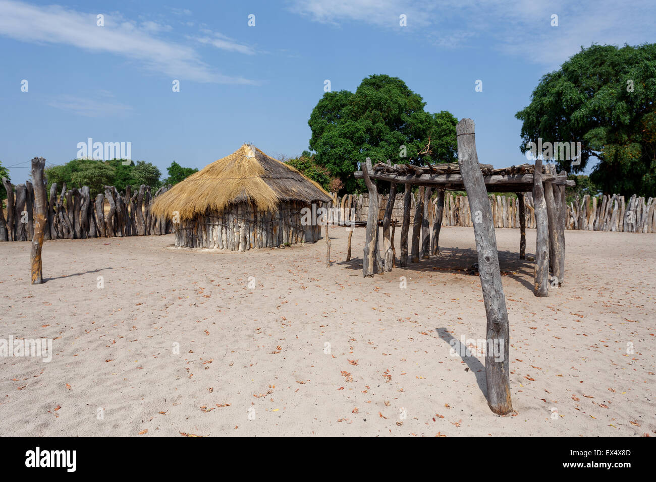 Traditional african village with housed and wooden fence in Namibia ...