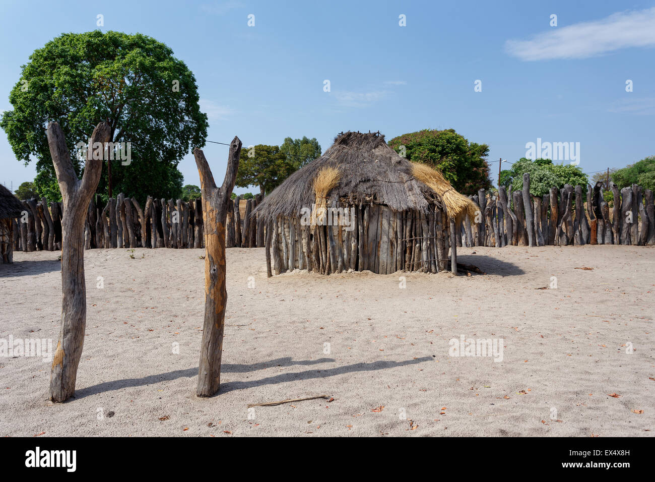 Traditional african village with housed and wooden fence in Namibia ...
