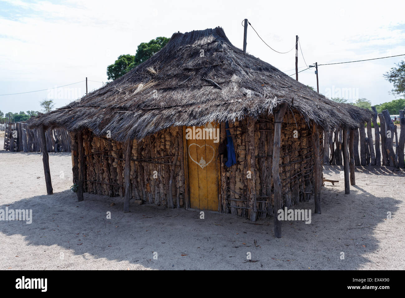 Traditional african village with housed and wooden fence in Namibia ...