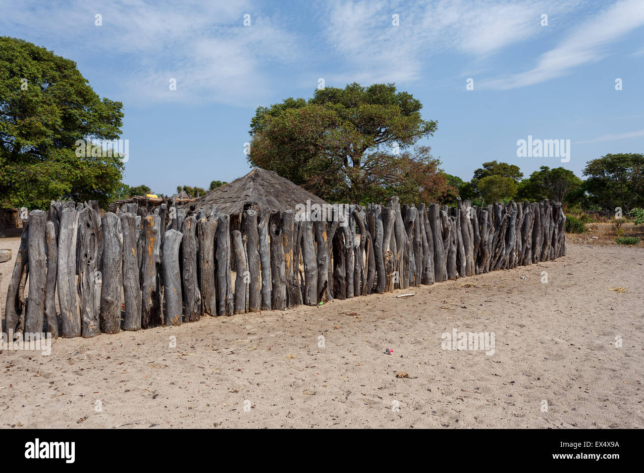 Traditional african village with housed and wooden fence in Namibia ...