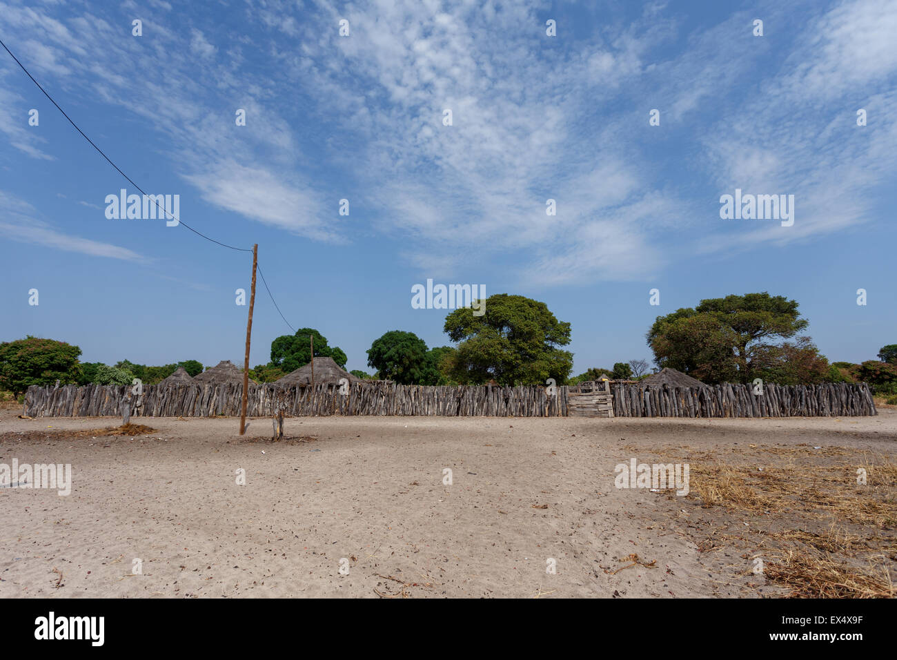 Traditional african village with housed and wooden fence in Namibia ...
