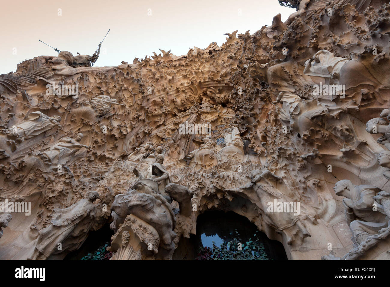 Close up detail of the exterior stonework by Antoni Gaudi, Sagrada ...