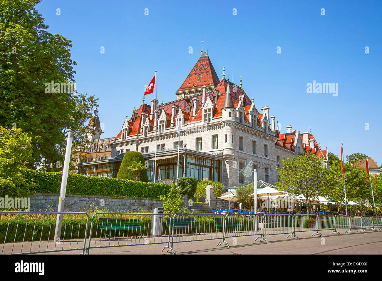 Lausanne castle of Ouchy (Le Chateau d'Ouchy) near Geneva Lake in ...