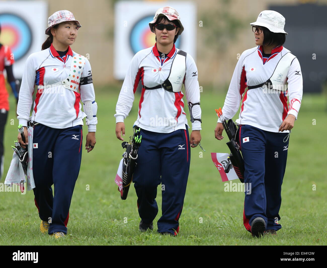 Gwangju, South Korea. 6th July, 2015. (L-R) Ayano Kato, Tomomi Sugimoto, Haruka Yoshida (JPN ...