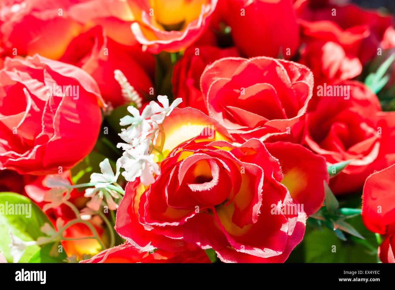fake laminated paper flowers in a cemetery Stock Photo - Alamy