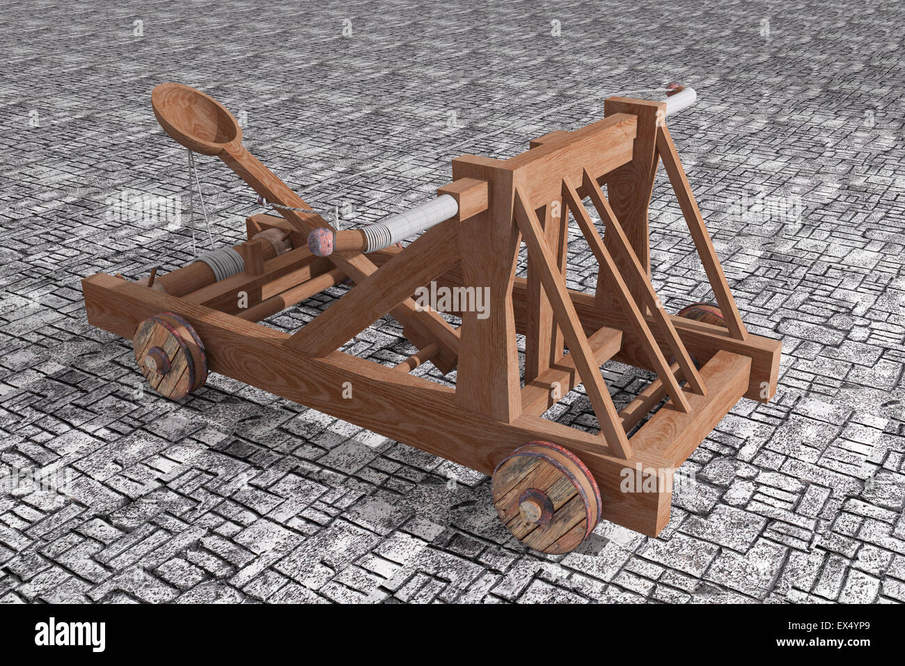 3d rendering of an old wood catapult Stock Photo - Alamy