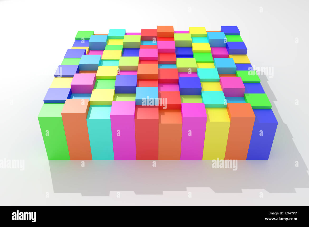 3d rendering of an abstract composition with cubes of a lot of colors ...